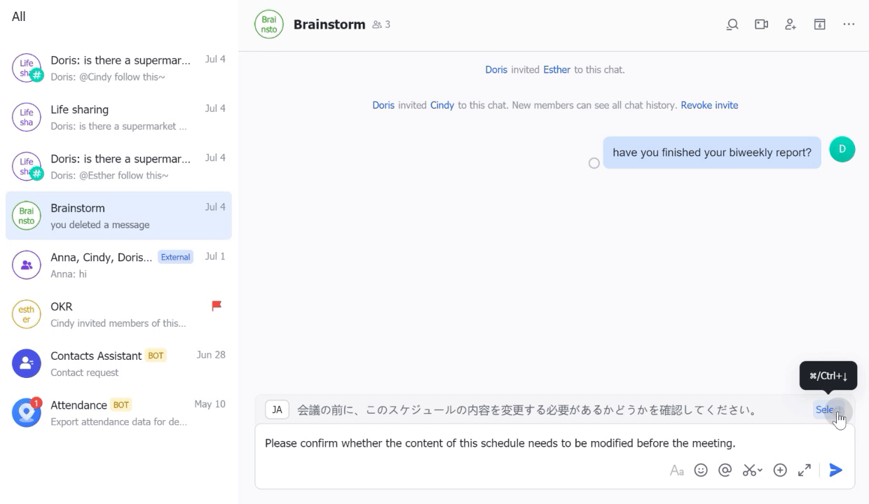 Translate messages in conversations