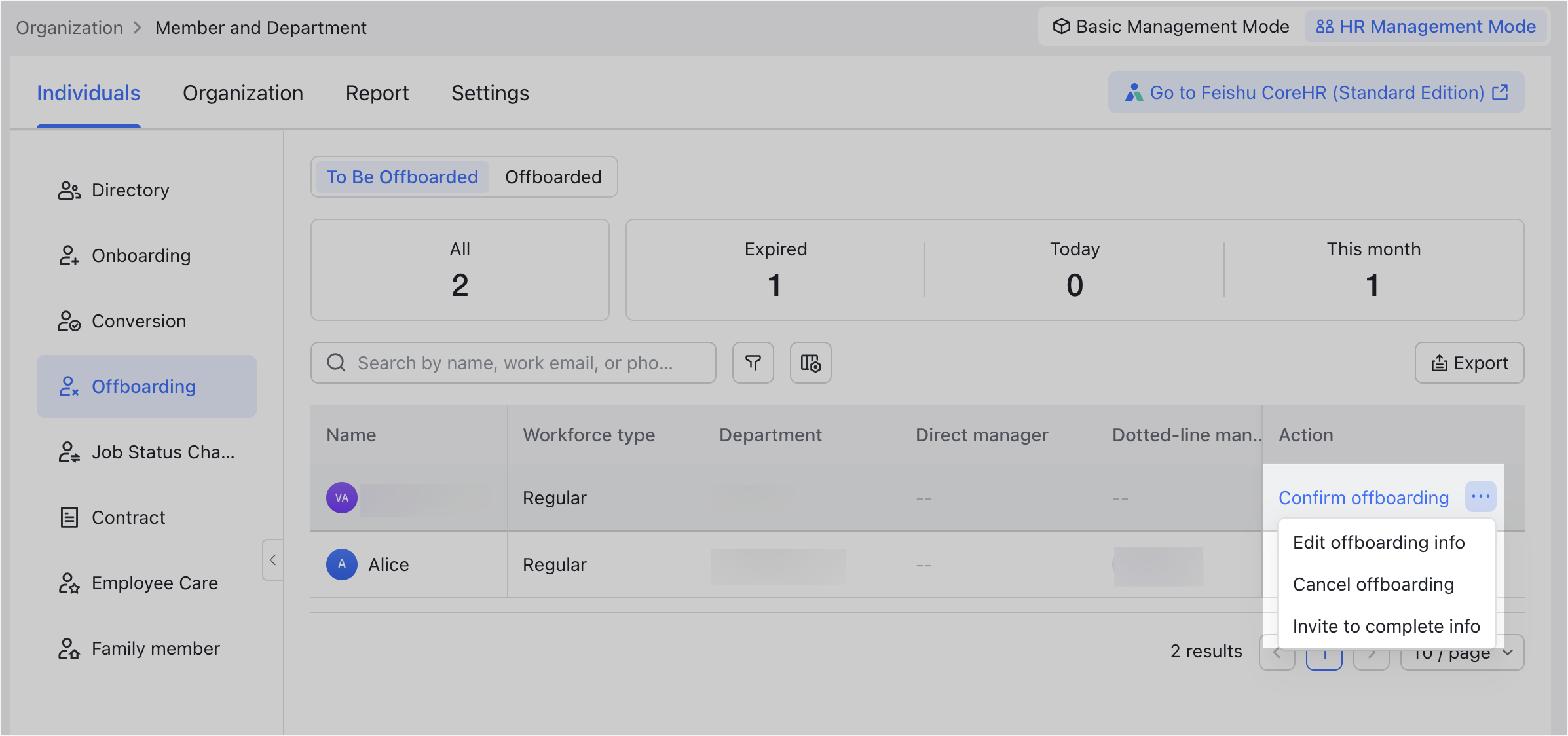 Admin | Change the member status for termination