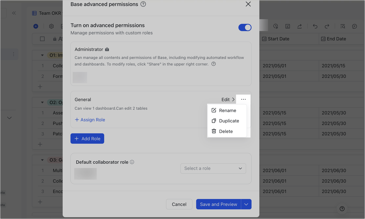Use advanced permissions in Base