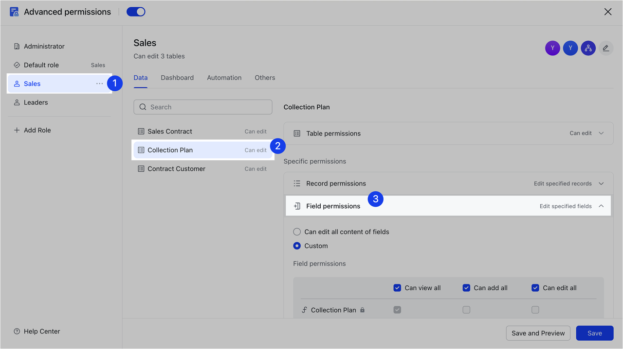 Overview of new advanced permissions in Base