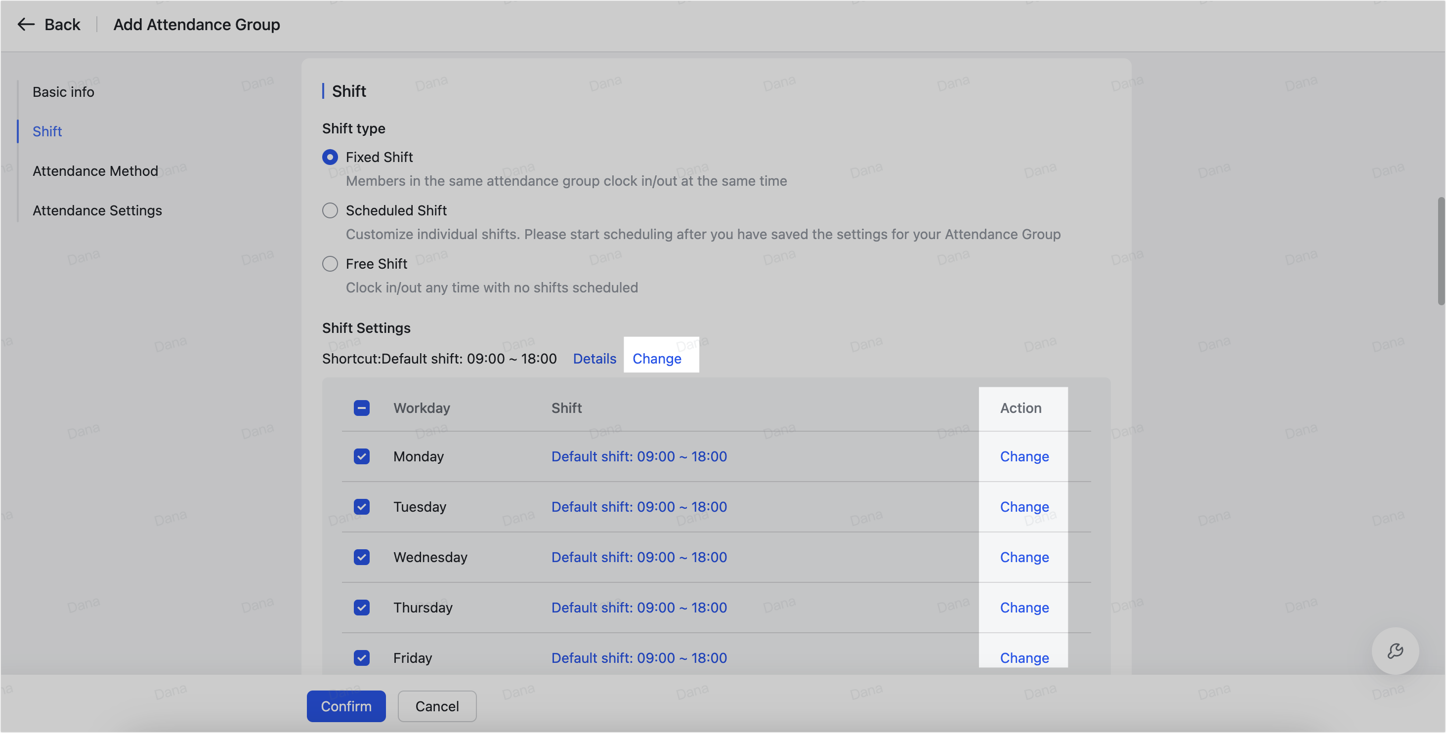 Admin | Configure shift settings
