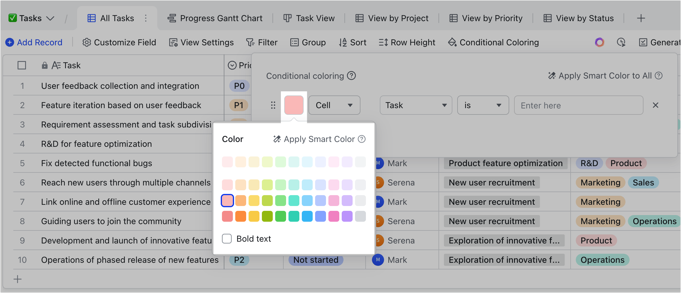 Use conditional coloring in Base