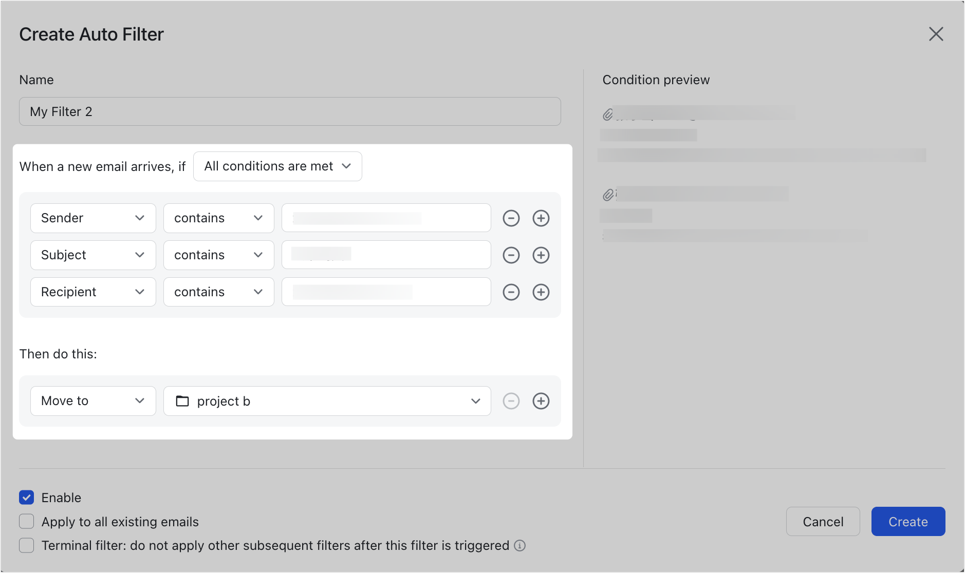 Create and manage auto filters