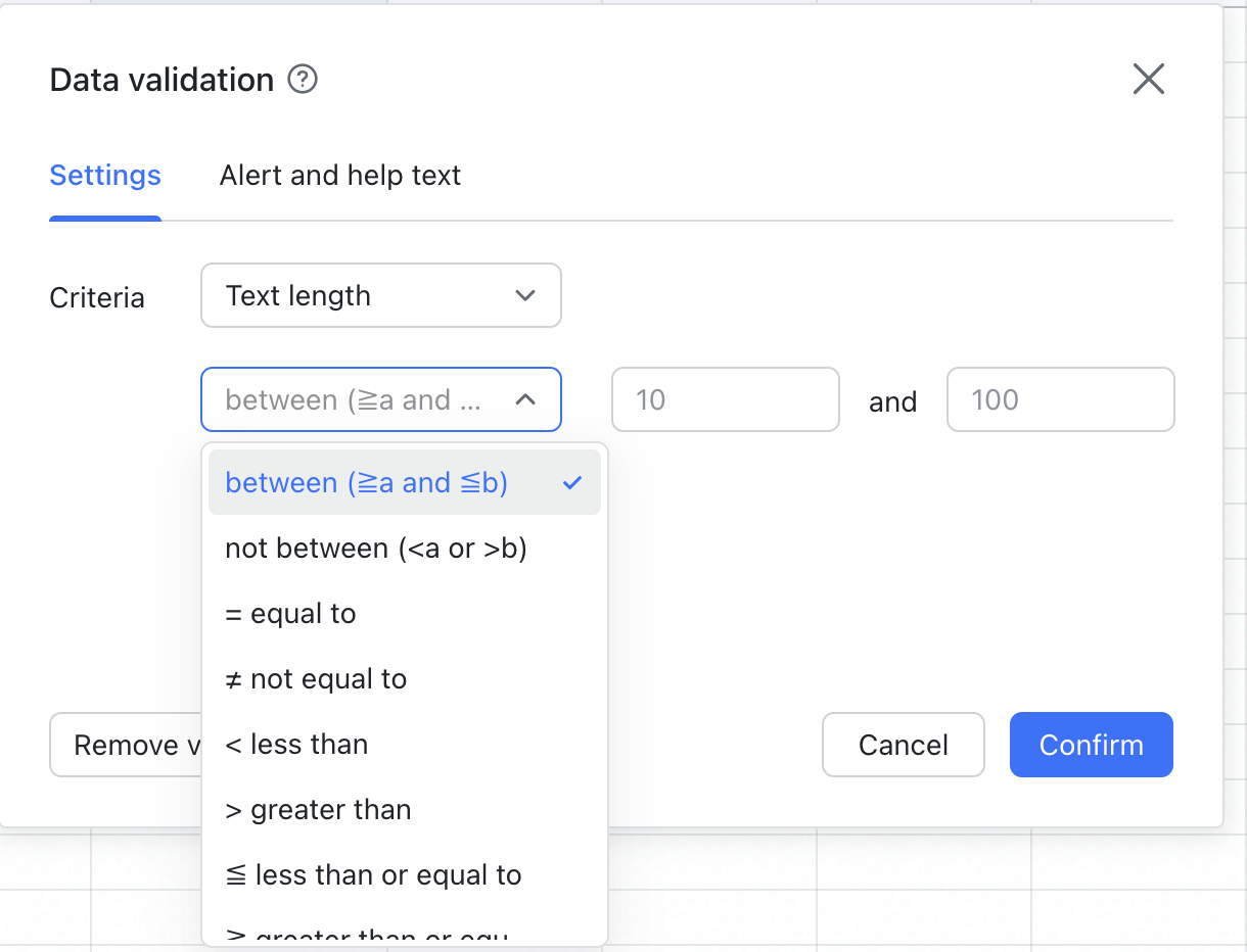 Use data validation in Sheets